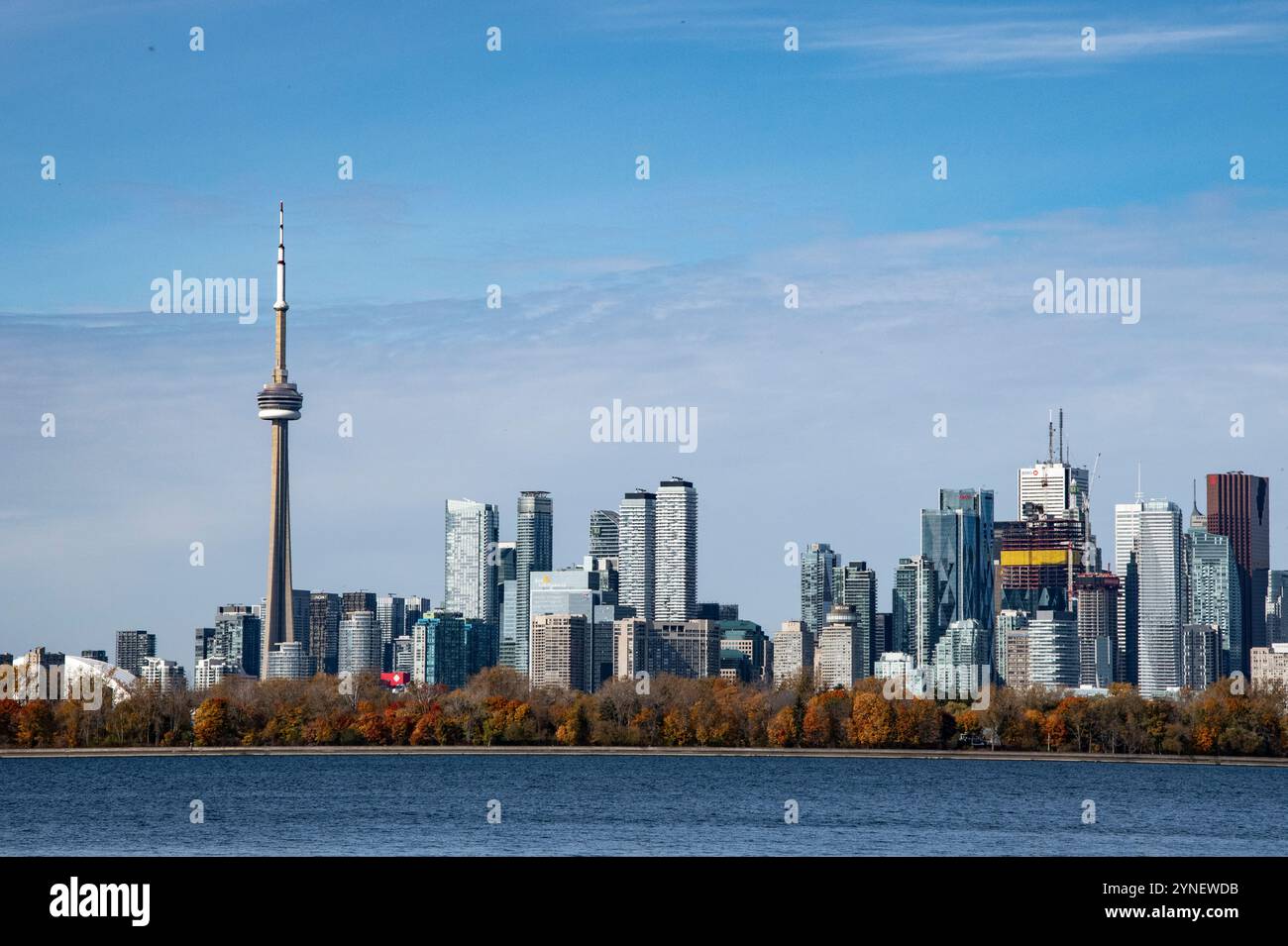 View of downtown Toronto from Tommy Thompson Park in Scarborough ...