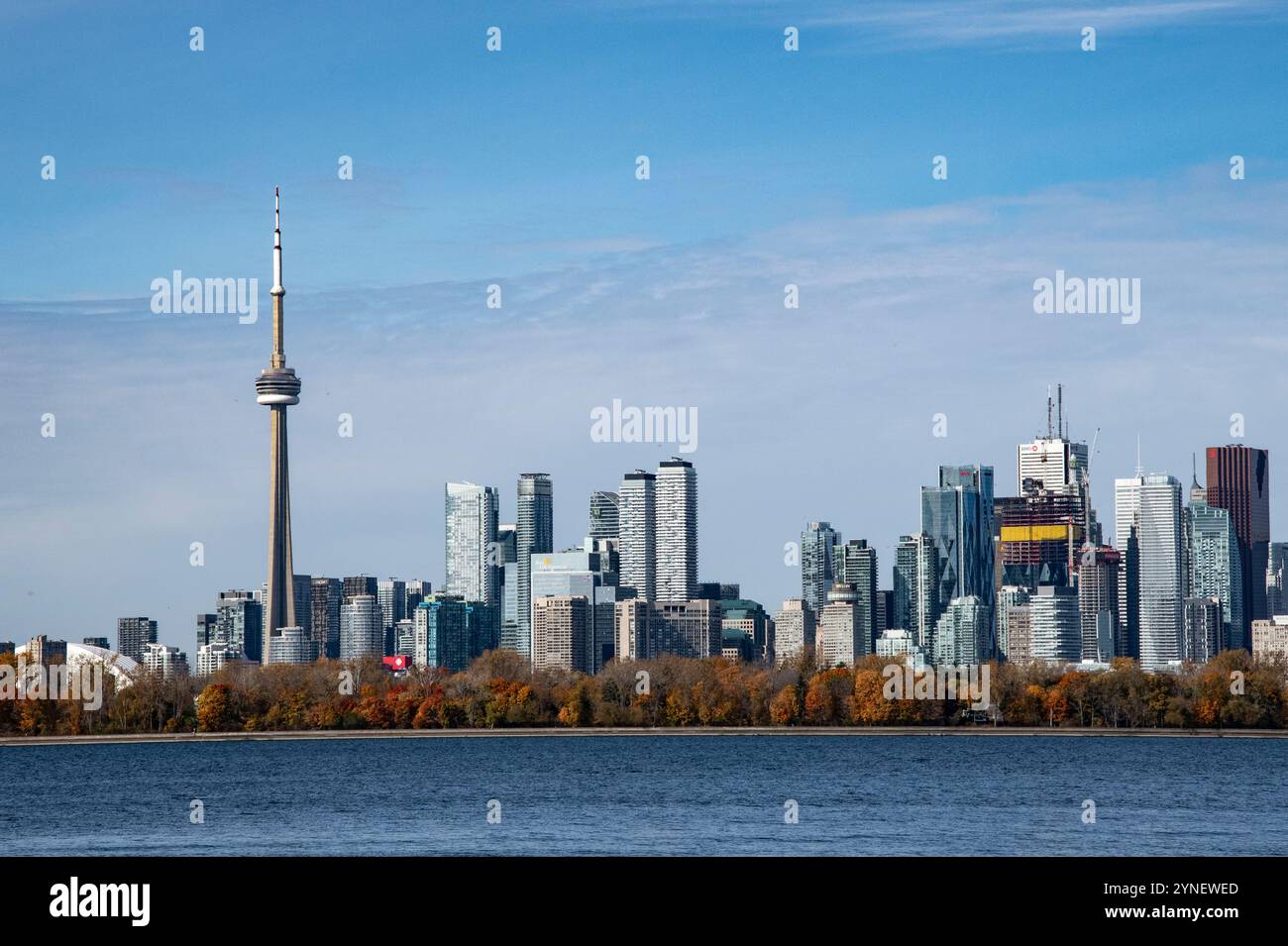 View of downtown Toronto from Tommy Thompson Park in Scarborough ...