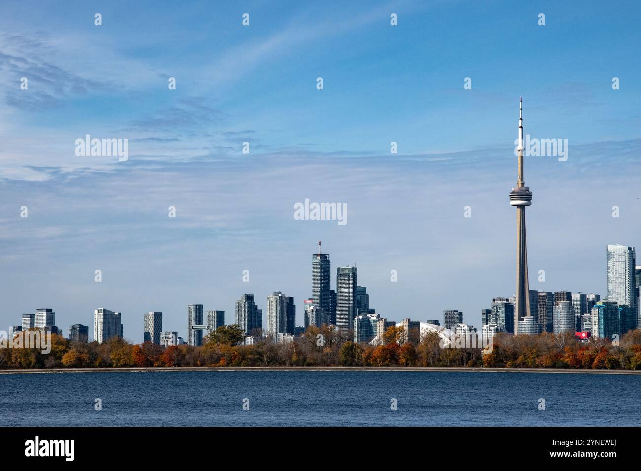 View of downtown Toronto from Tommy Thompson Park in Scarborough ...