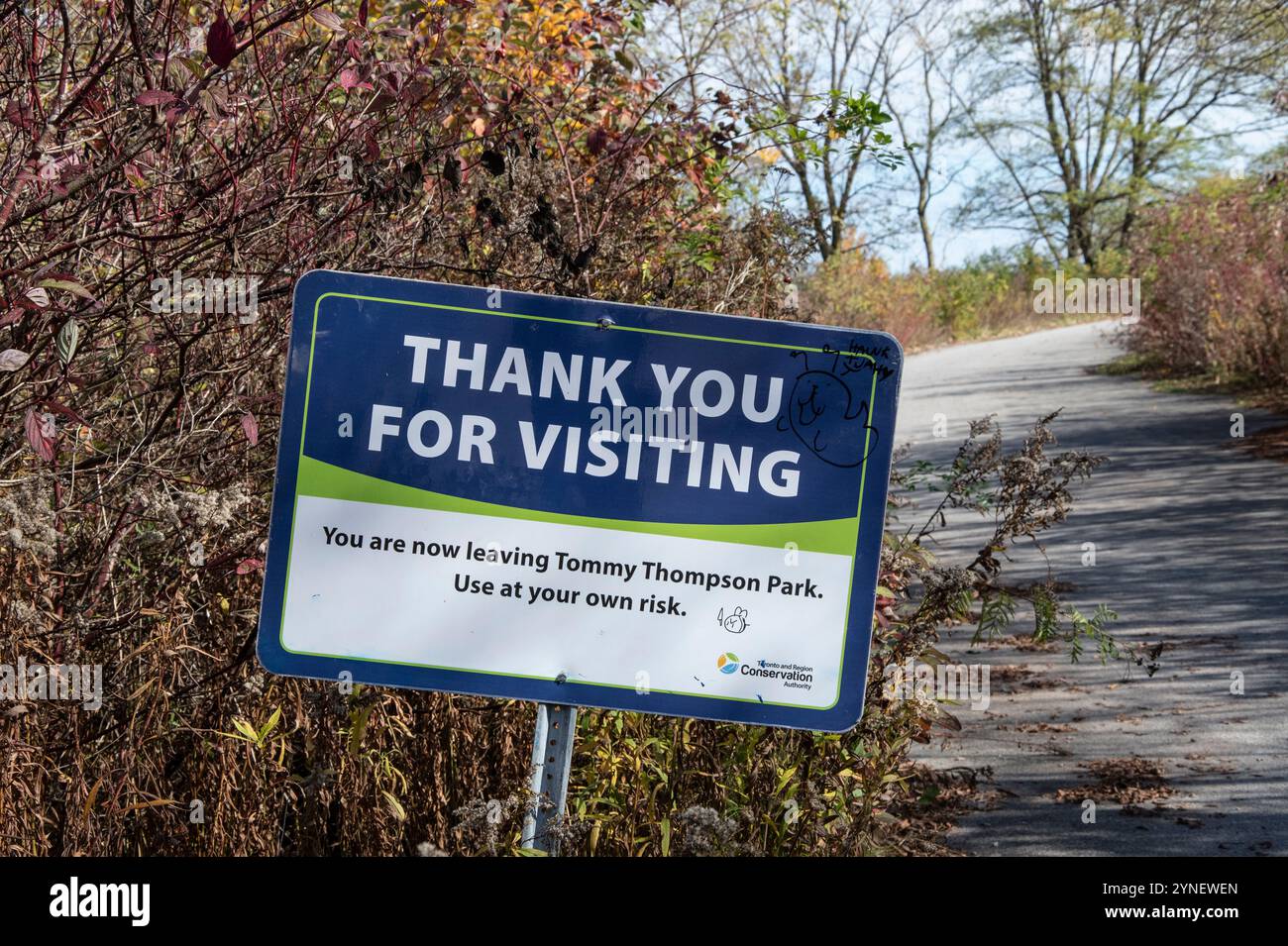 Thank you for visiting sign at Tommy Thompson Park in Scarborough ...