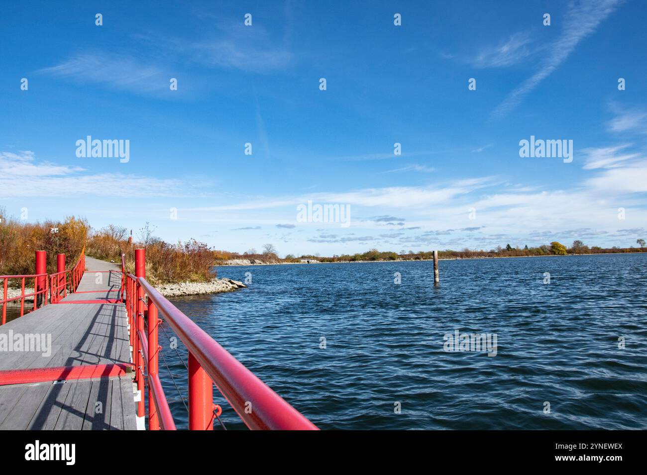 Floating pedestrian bridge at Tommy Thompson Park in Scarborough ...
