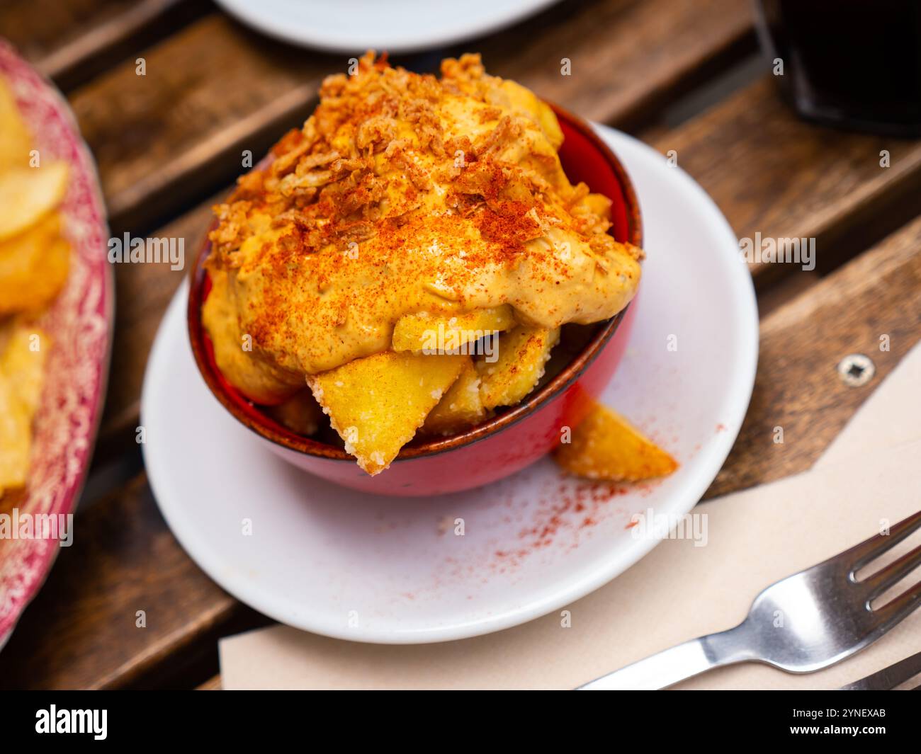 Spanish fried potatoes patatas bravas Stock Photo - Alamy