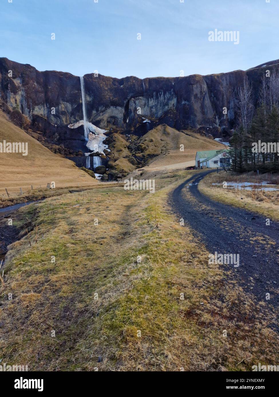 Natural foss a sidu nordic cascade, huge water stream running down from ...