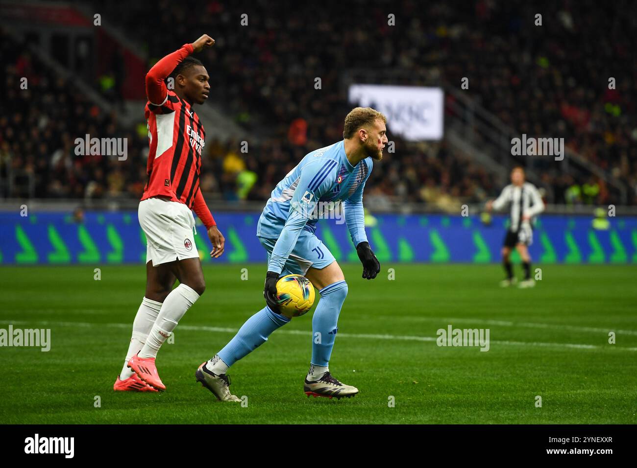 AC Milan’s Rafael Leao reacts while Juventus' goalkeeper Michele Di ...