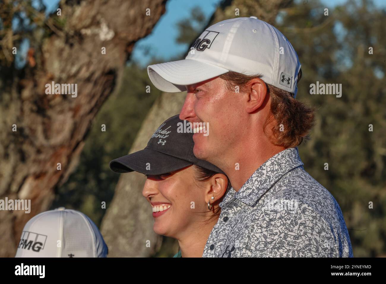 Maverick McNealy and his wife Maya wait for the trophy presentation ...