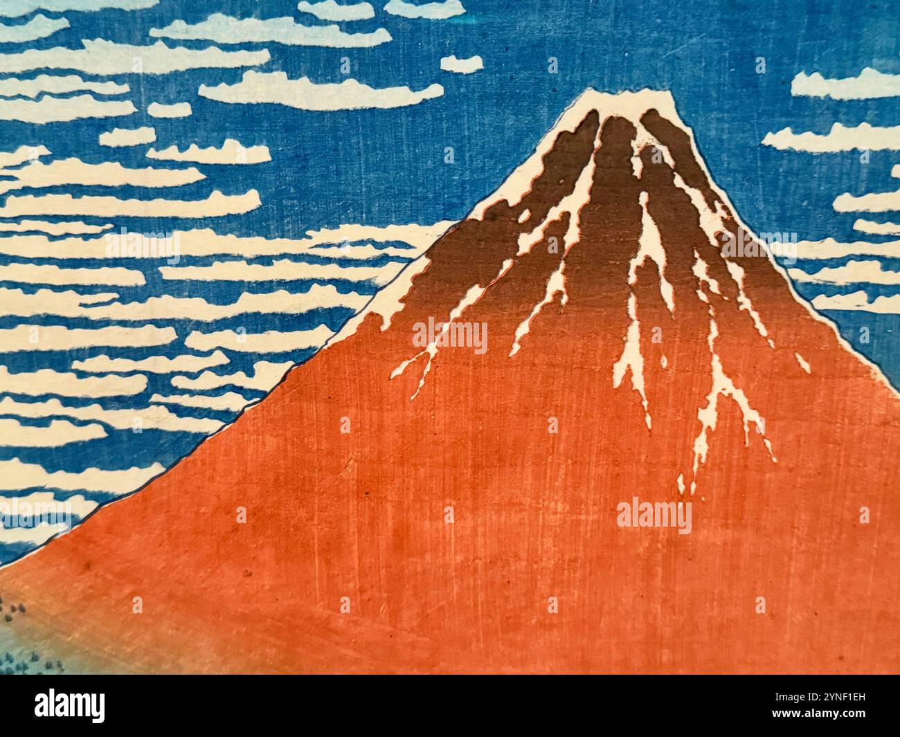 Under the Wave off Kanagawa by Katsushika Hokusai. Mt Fuji, orange hue ...