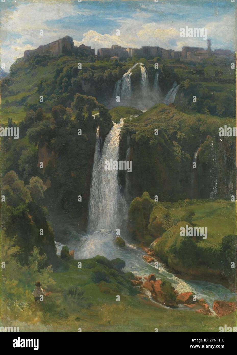 Alessandro Castelli - Vista delle cascate di Tivoli (1870 Stock Photo ...