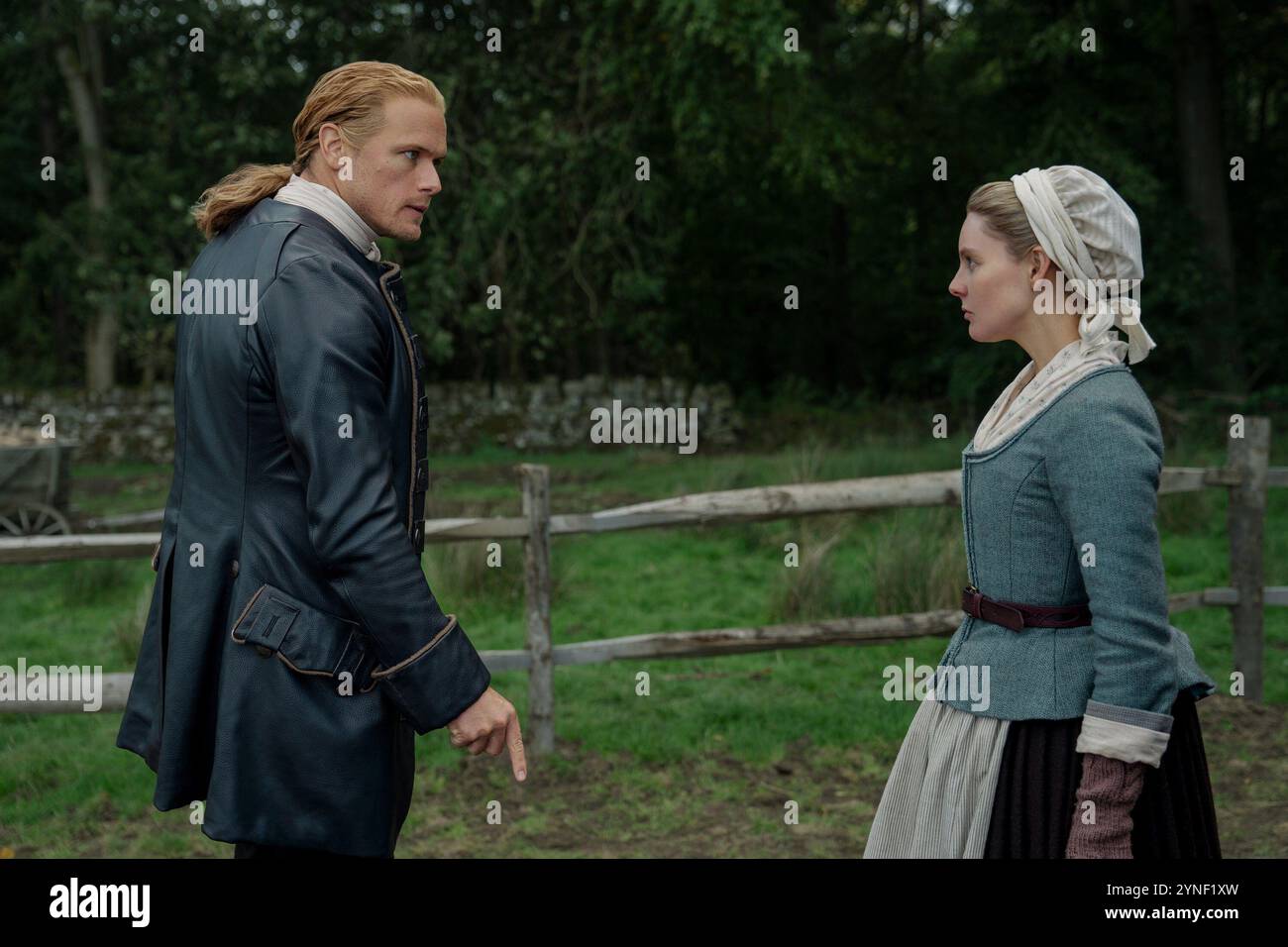 OUTLANDER, from left: Sam Heughan, Nell Hudson, (Season 7, ep. 709, aired Nov. 22, 2024). photo ...