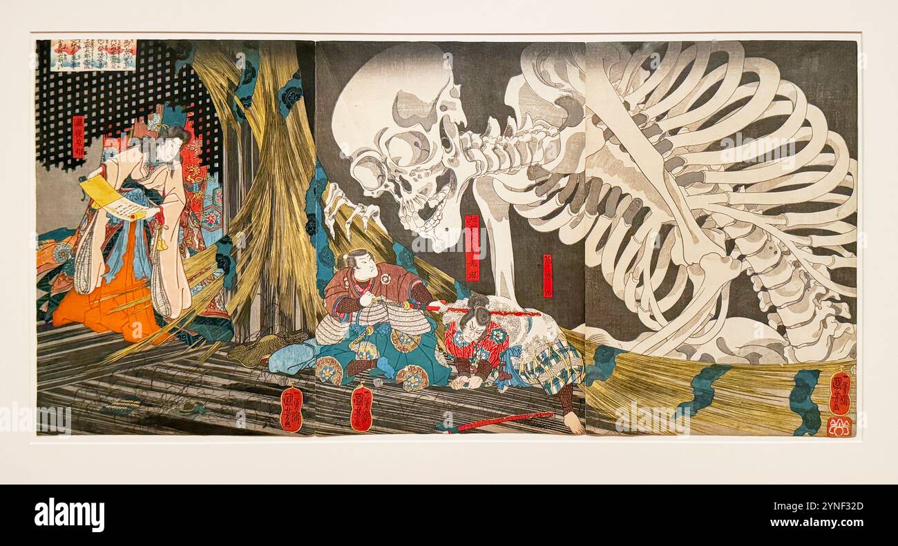 Mitsukini Defying the Skeleton Specter by Utagawa Kuniyoshi. Scary ...