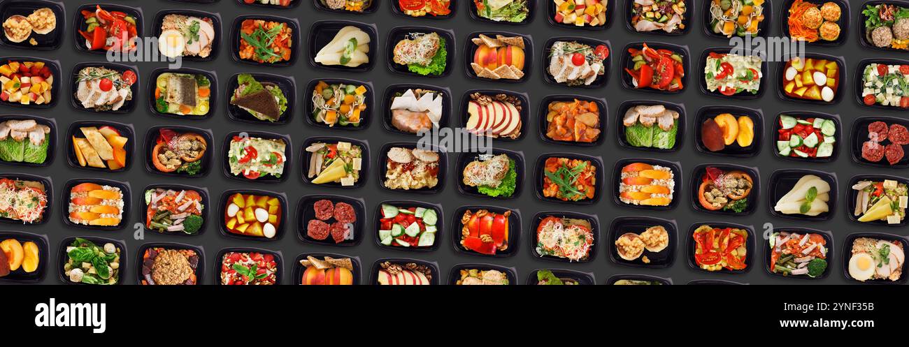 Creative Banner For Food Delivery With Multiple Lunch Boxes With Tasty ...