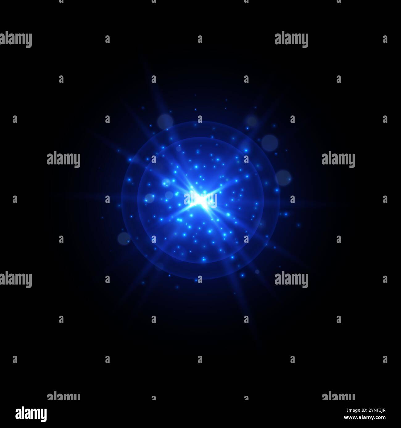Blue magic flare light effect, glowing colorful star burst with ...