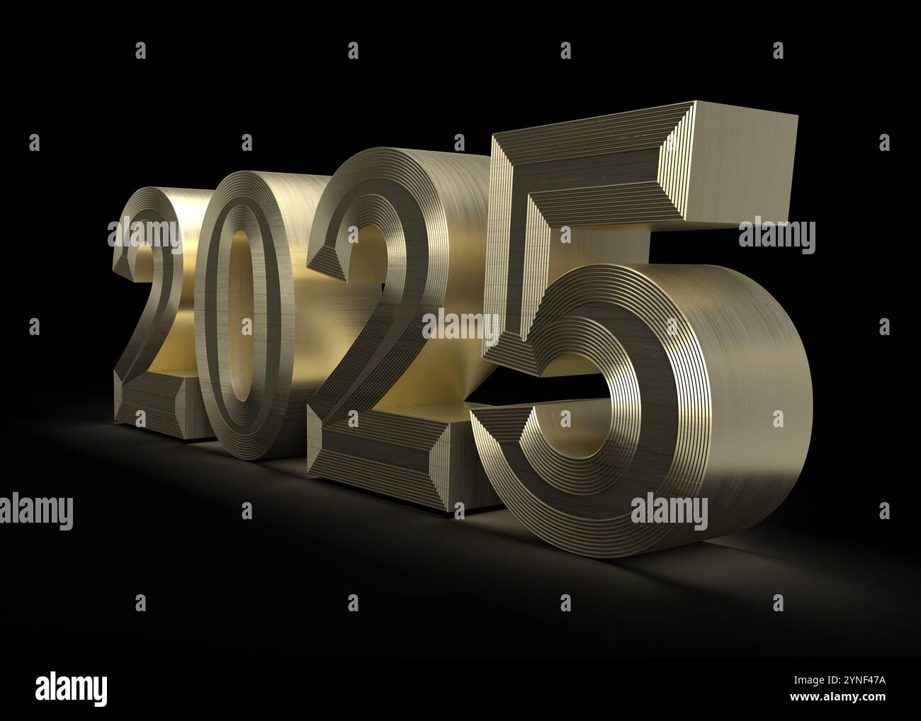 Shiny golden 2025 3d lettering representing upcoming new year ...