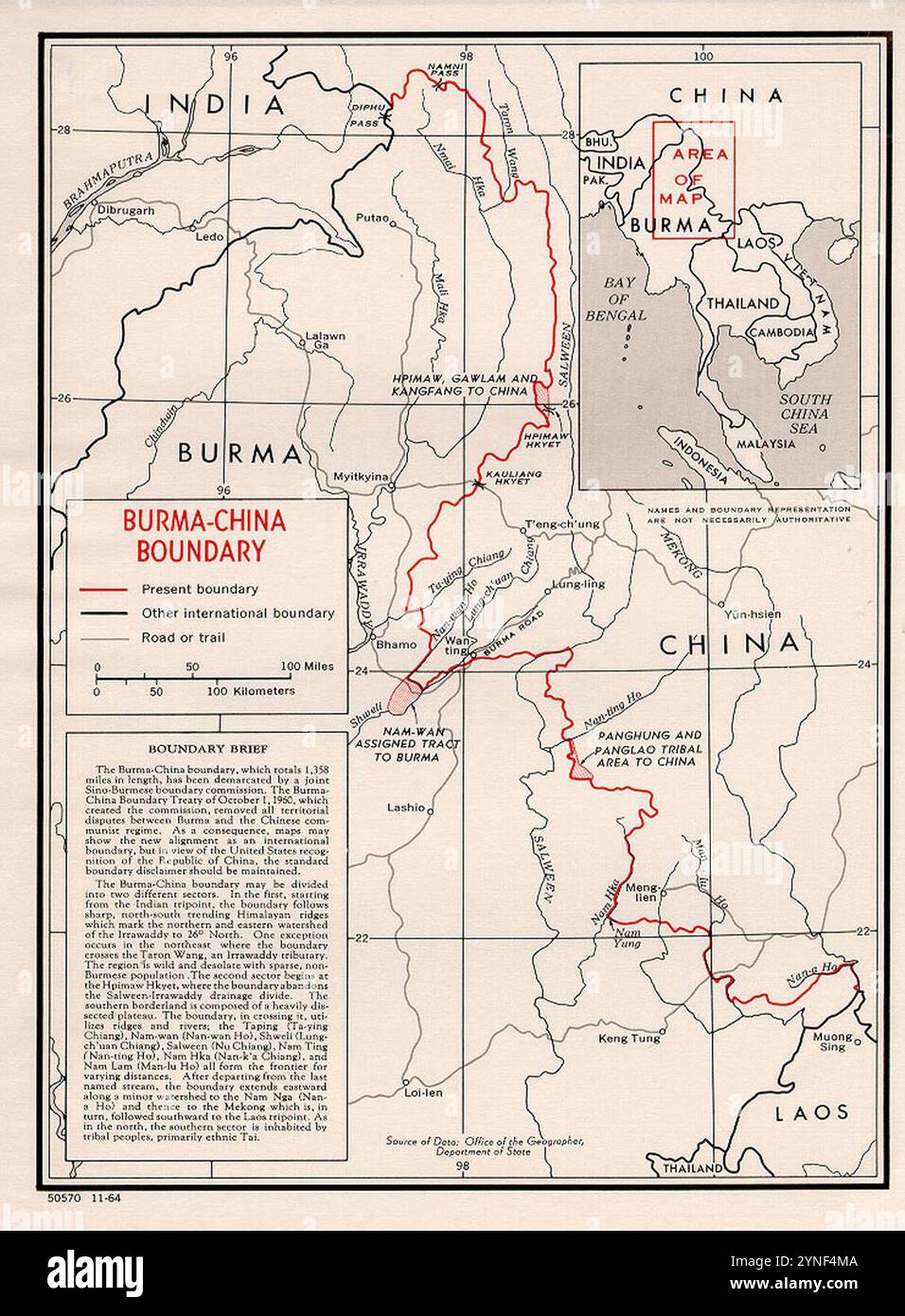 Burma-China border map Stock Photo - Alamy