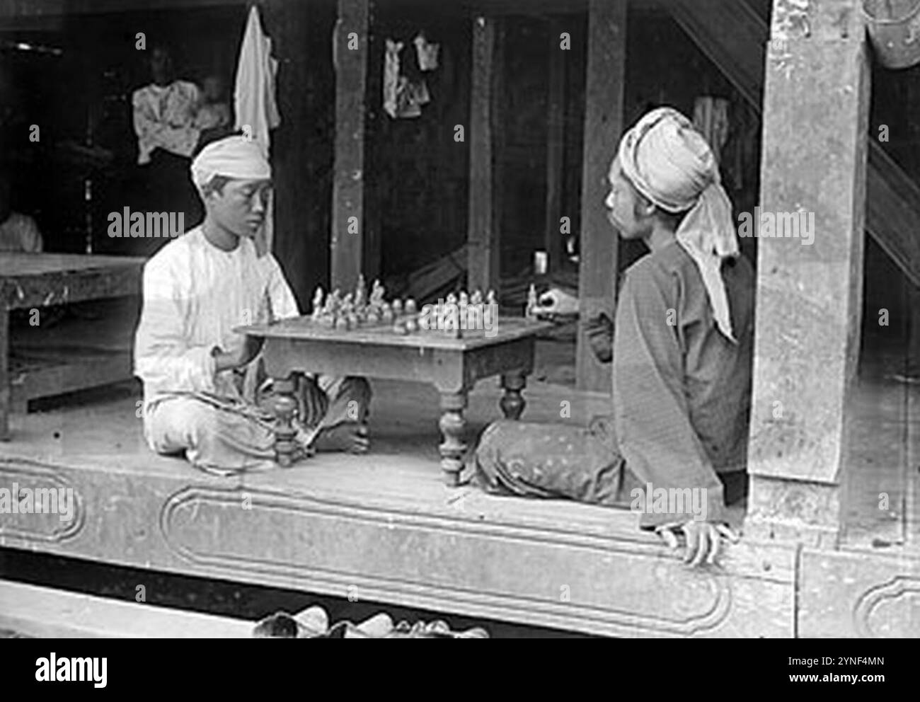 Burmese chess players, by Max Ferrars late 1890s Stock Photo - Alamy