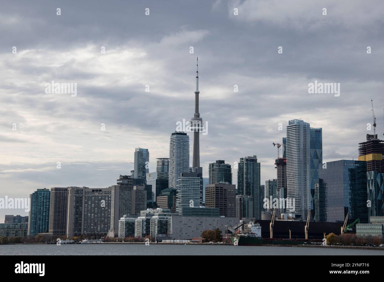 View of downtown Toronto from Polson Pier at Jennifer Kateryna Park in ...