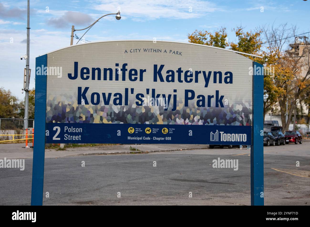 Jennifer Kateryna Park sign on Polson Street in Scarborough, Toronto ...