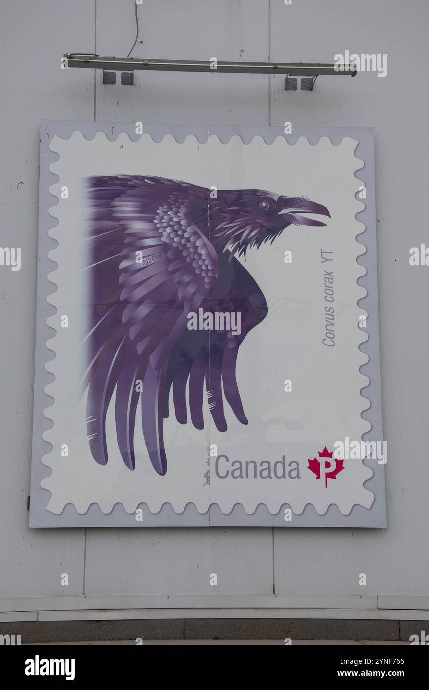 Raven postage stamp mural at Canada Post Delivery Centre on Leslie ...