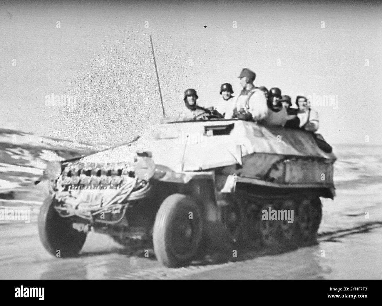 World War Two B&W photo SS Panzer Grenadiers aboard a Sdkfz251 Armoured ...