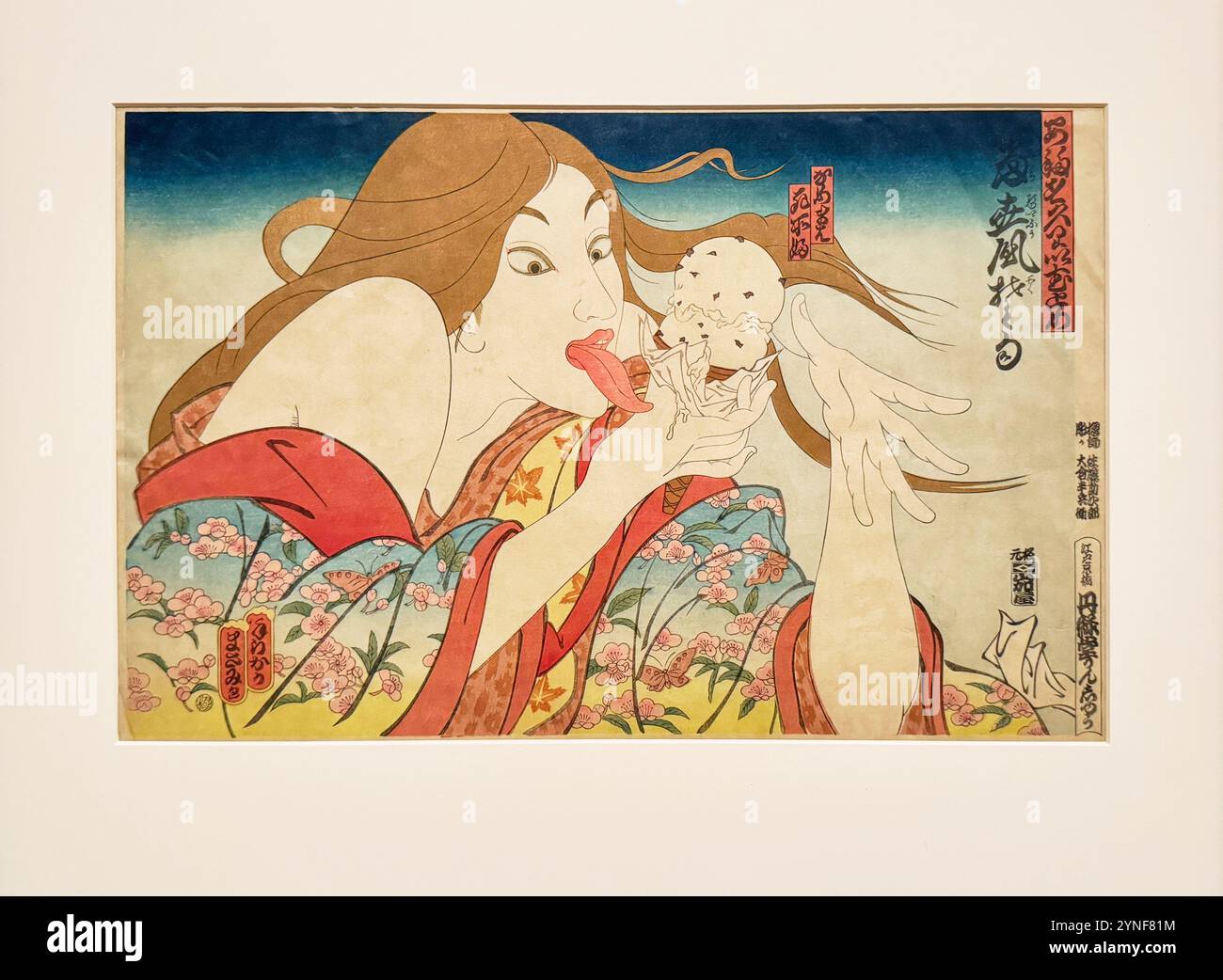31 Flavors Invading Japan by Masami Teraoka. A Japanese woodcut print about Baskin Robbins ice ...