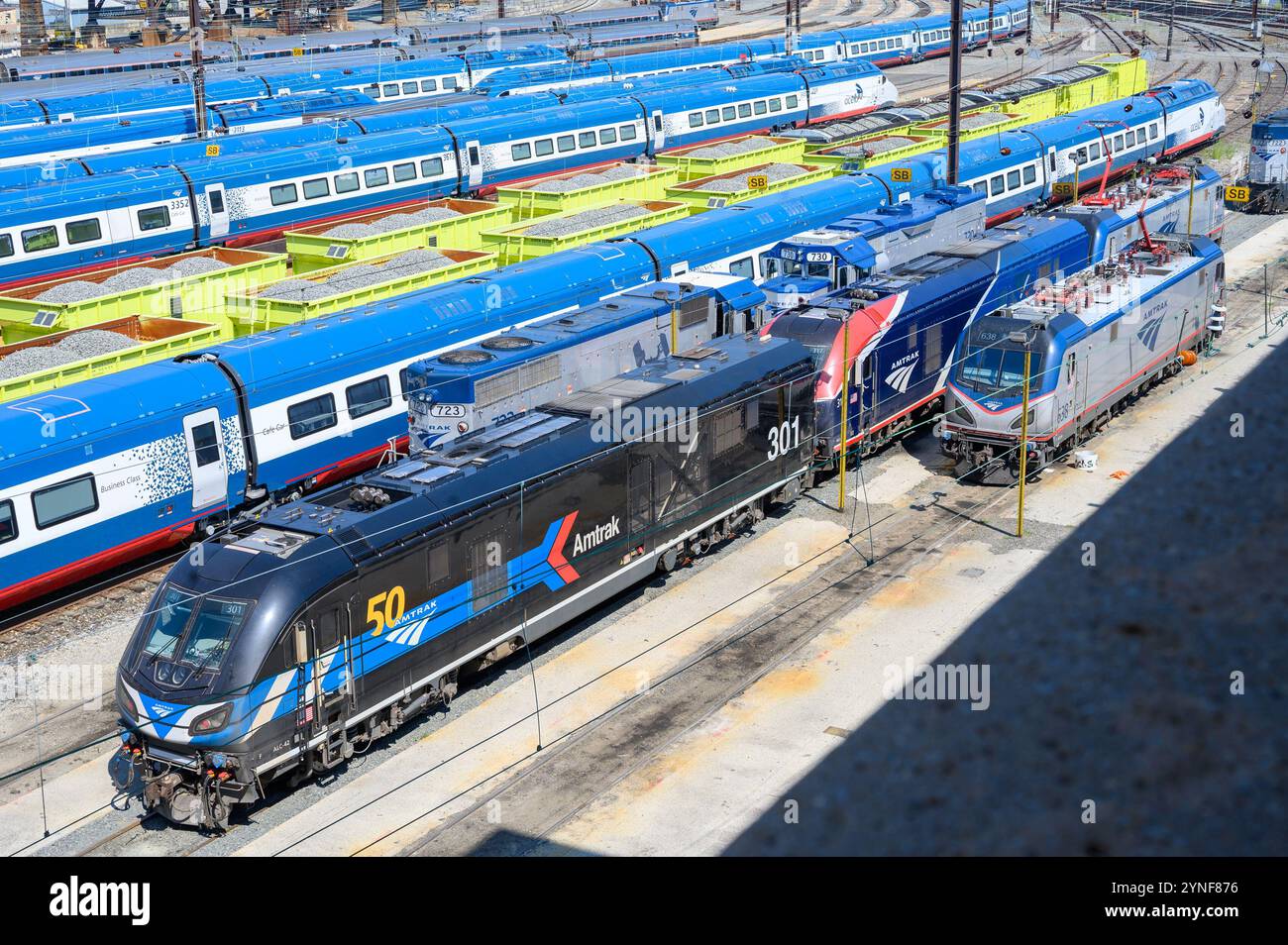 Amtrak 30th street station at race street yard Stock Photo - Alamy