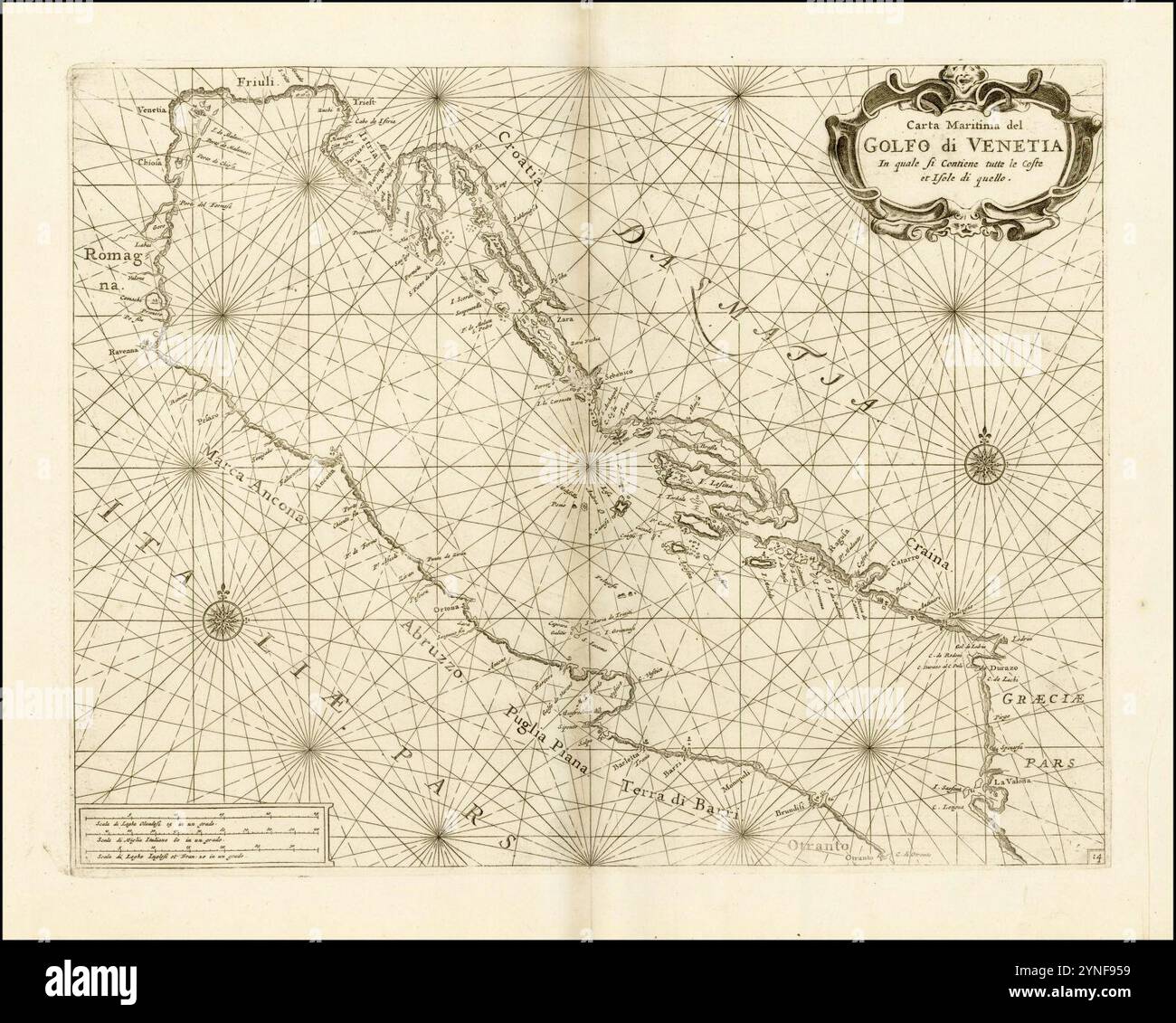 Ca, 1695 nautical chart of Gulf of Venice and Northern Part of the ...