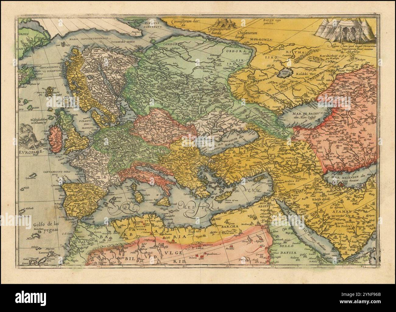 Ca. 1576 map - Europe, the Ottoman Empire and Persia Stock Photo - Alamy