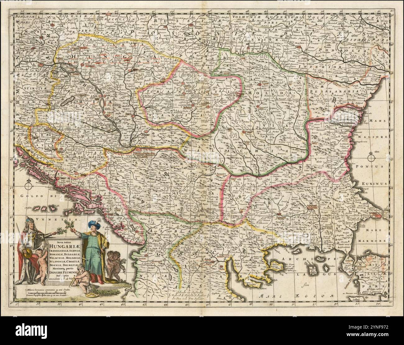 Ca. 1680 map of the Kingdom of Hungary and the Balkan peninsula by ...