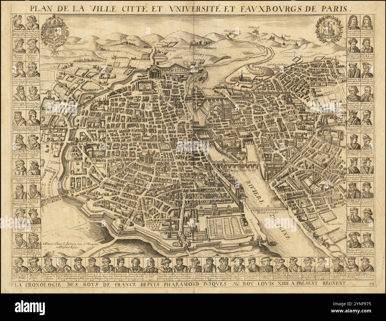 Ca. 1670 map of Paris by Gerard Jollain Stock Photo - Alamy