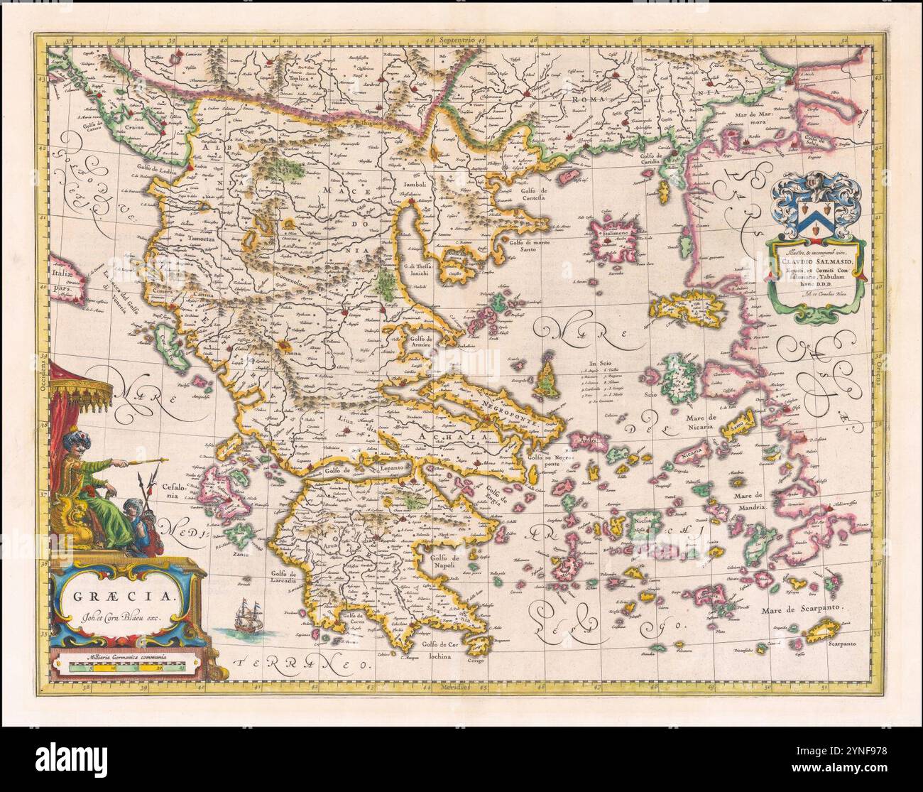 Ca. 1645 map of Greece by Johannes et Cornelis Blaeu Stock Photo - Alamy