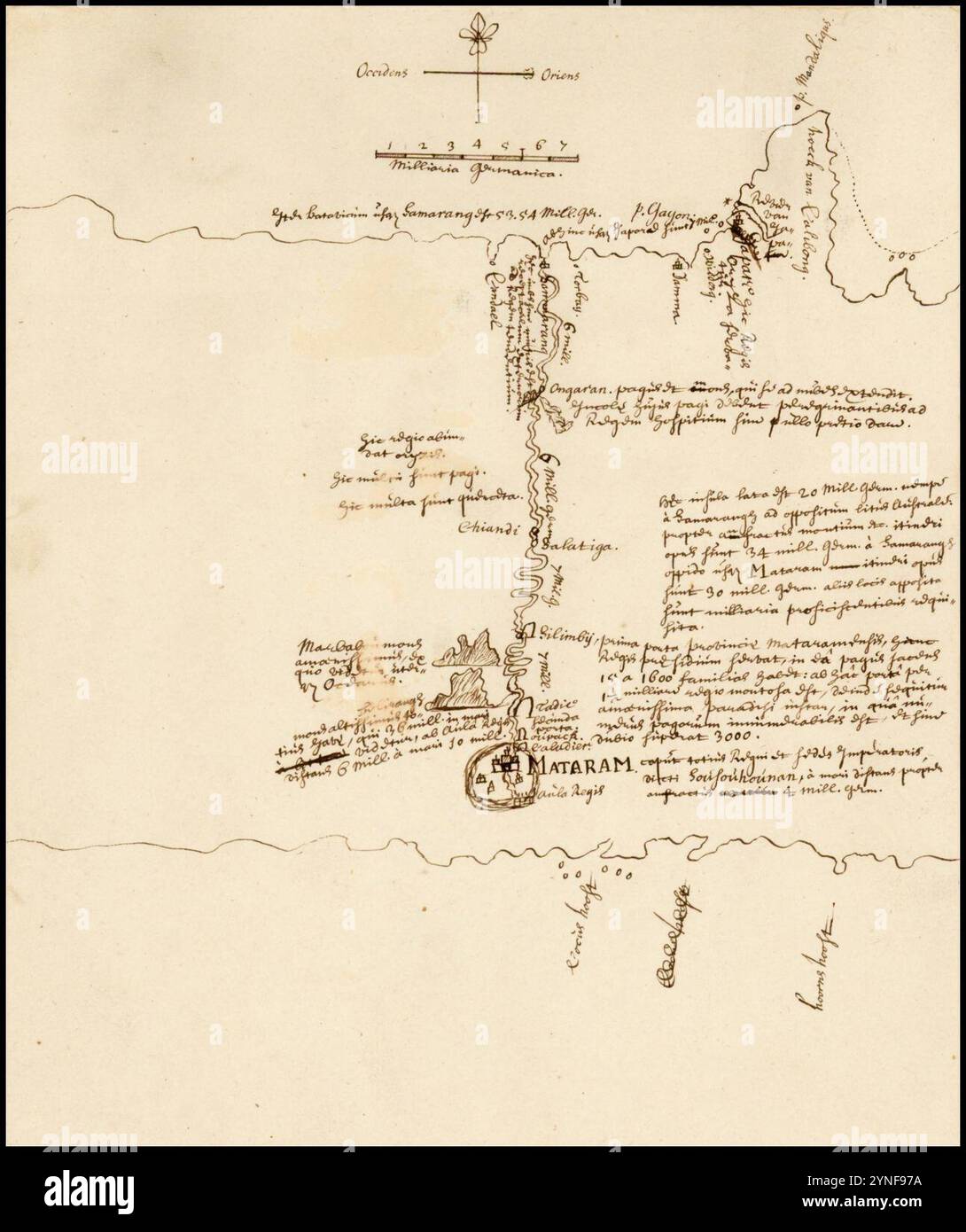 Ca. 1680 manuscript map of the Sultanate of Mataram by the VOC Stock ...