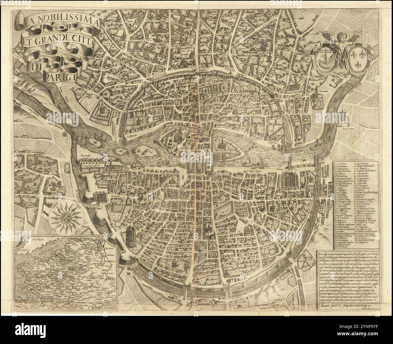 Ca. 1600 map of Paris by Matteo Florimi Stock Photo - Alamy