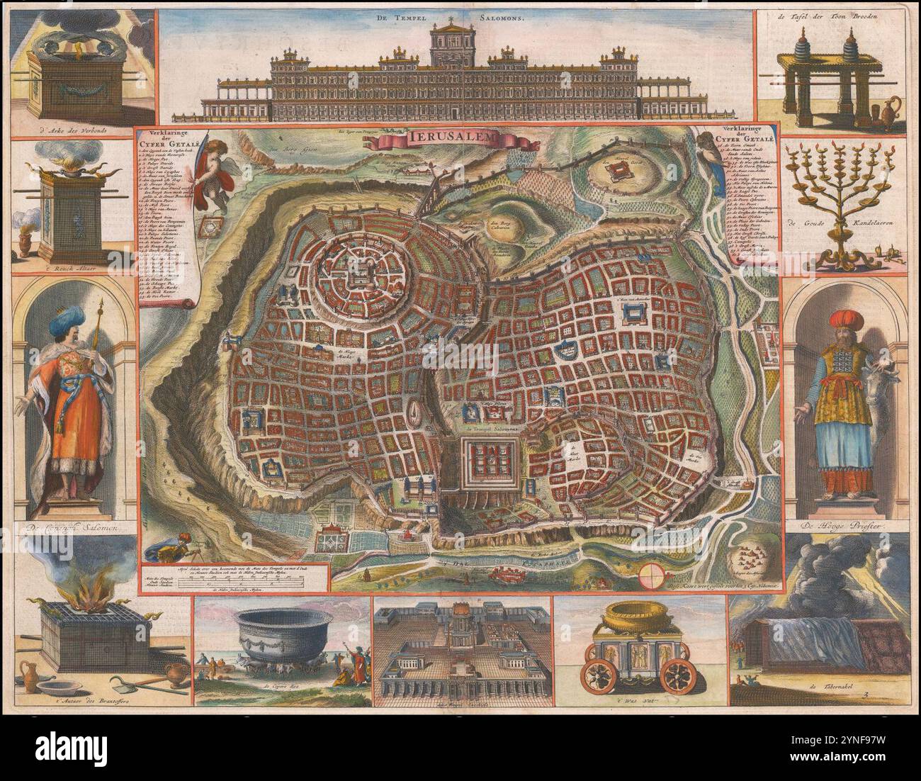 Ca. 1690 map of Jerusalem by Daniel Stoopendaal Stock Photo - Alamy