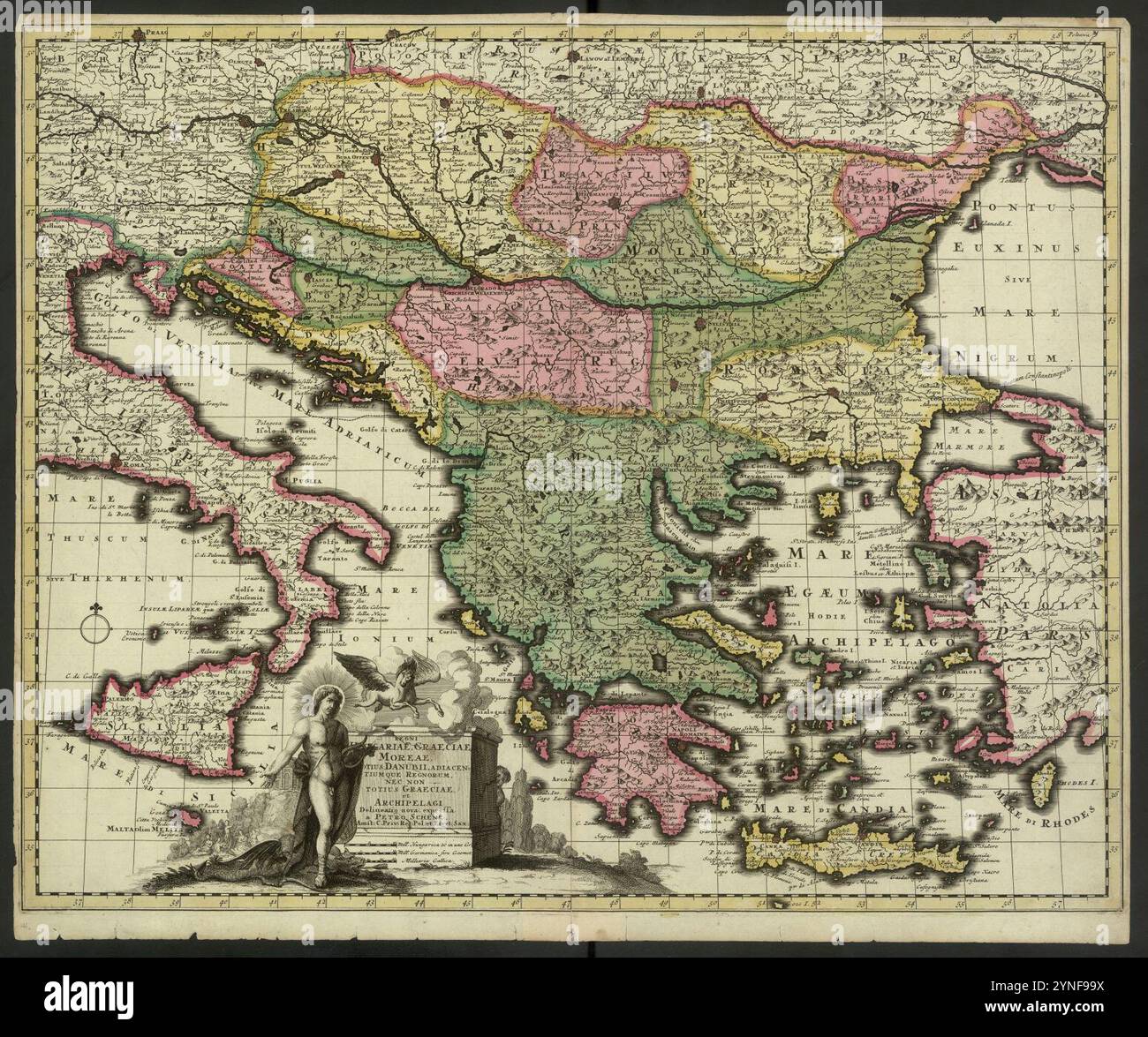 Ca. 1720 map of the Balkans by Peter Schenk Stock Photo - Alamy