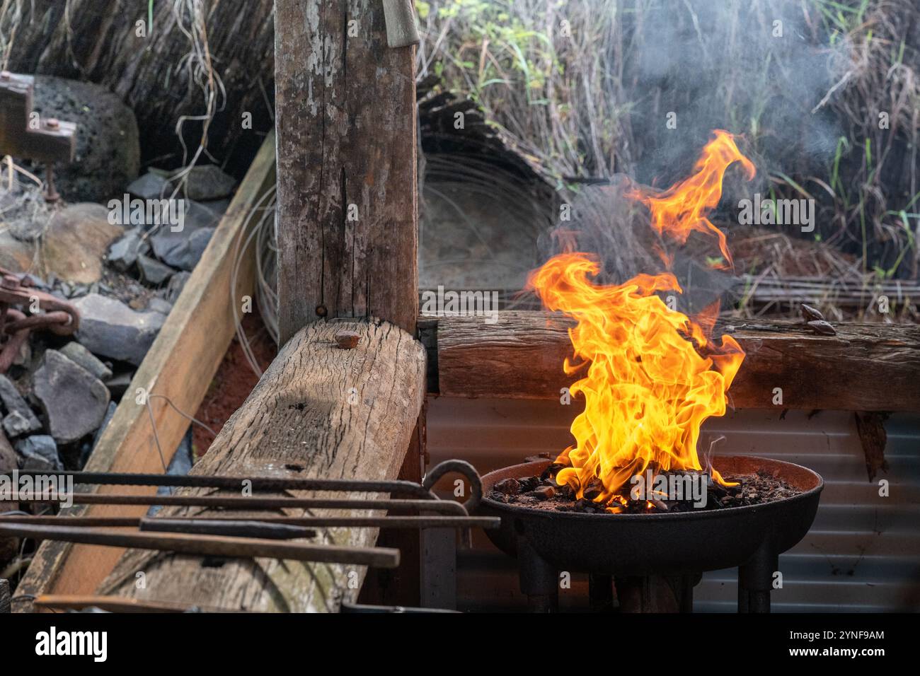 Blacksmith Farrier forge, making forging metal steel fire old tools ...