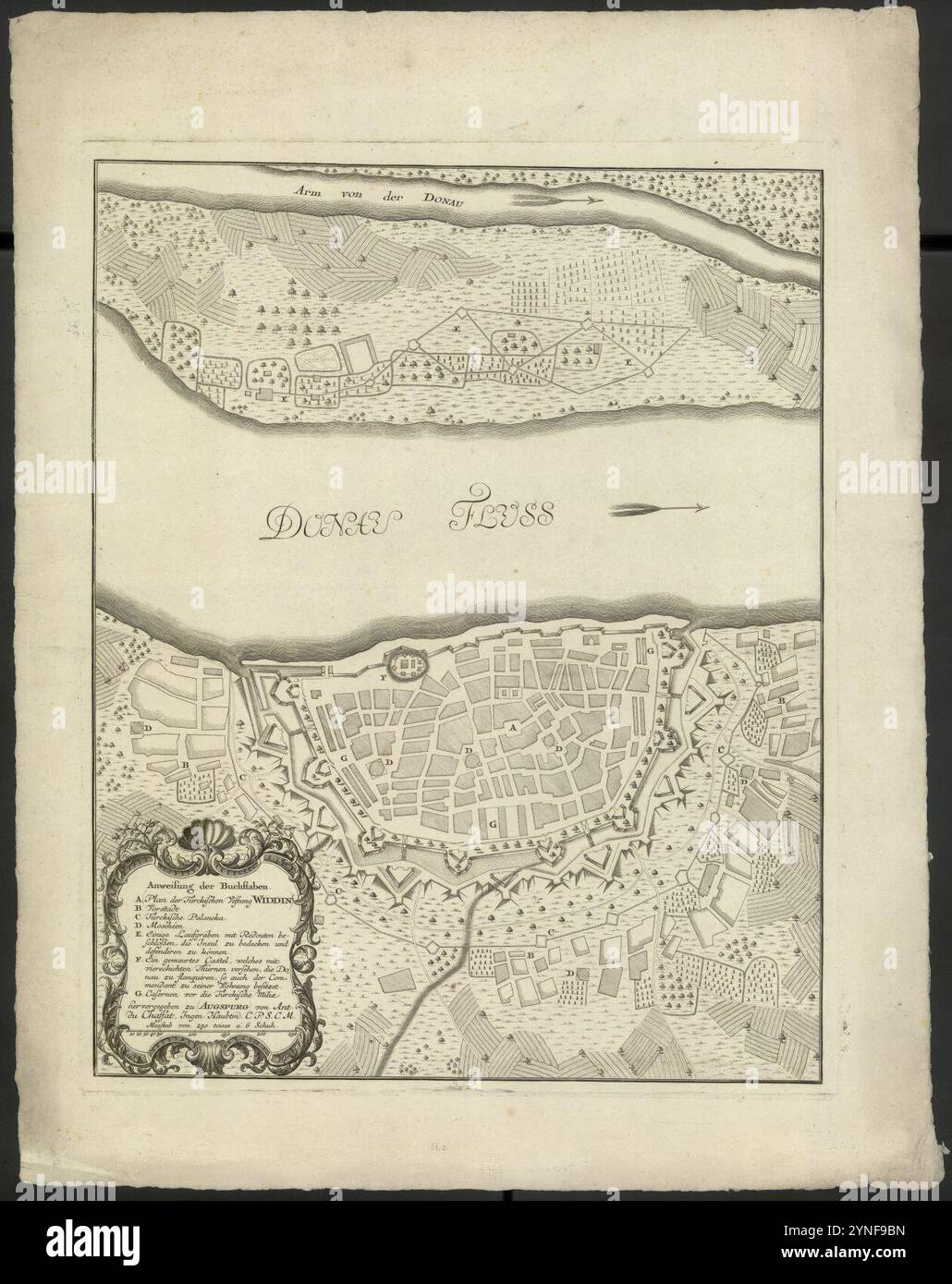 Ca. 1740 map of Vidin and the Baba Vida Fortress Stock Photo - Alamy