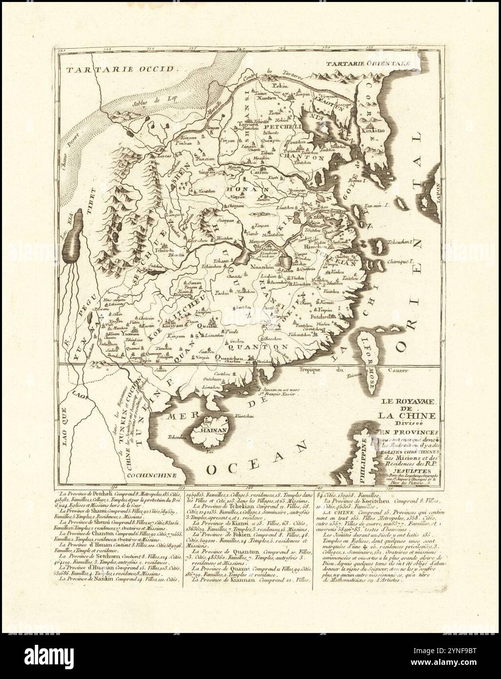 Ca. 1750 French, Jesuit map of China Stock Photo - Alamy