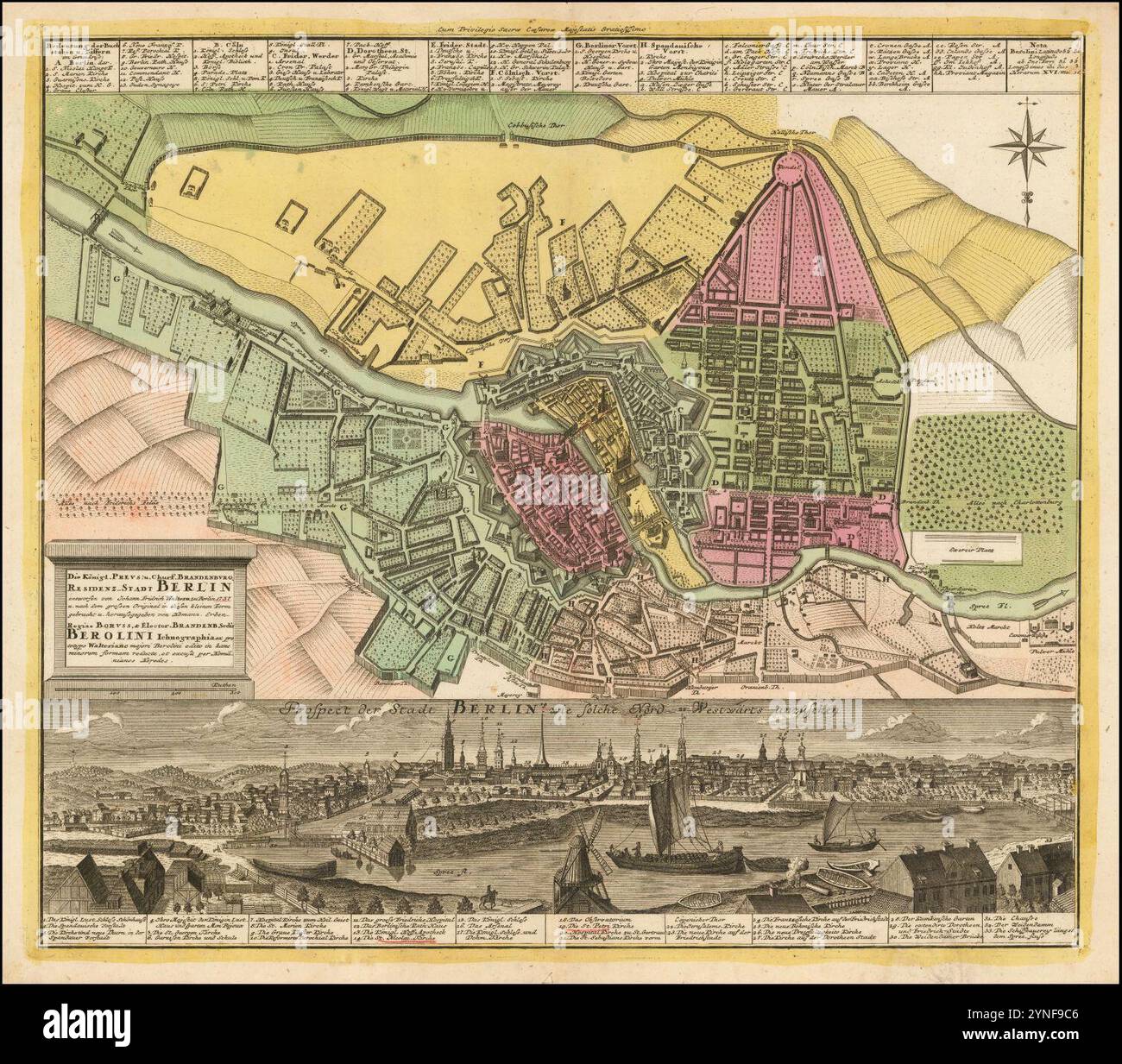 Ca. 1740 map of Berlin by Homann Heirs Stock Photo - Alamy