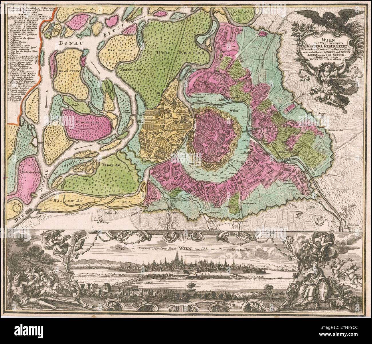 Ca. 1730 map of Vienna by Matthaus Seutter Stock Photo - Alamy