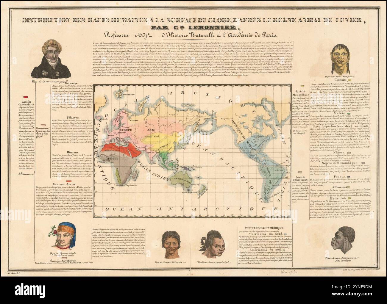 Ca. 1837 French ethnographic map of the world Stock Photo - Alamy