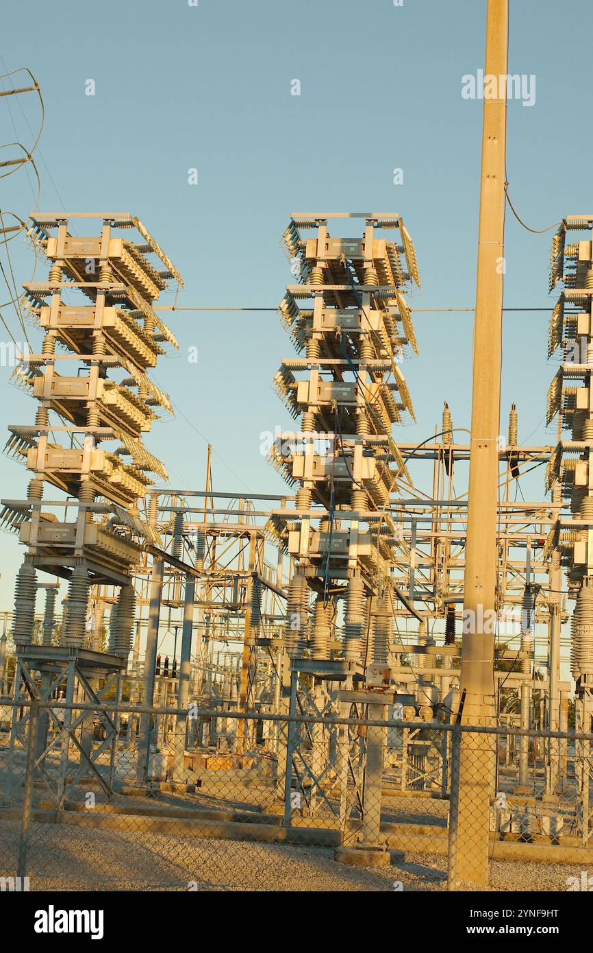 Close Up Large urban electric substation. Series capacitor banks Stock ...