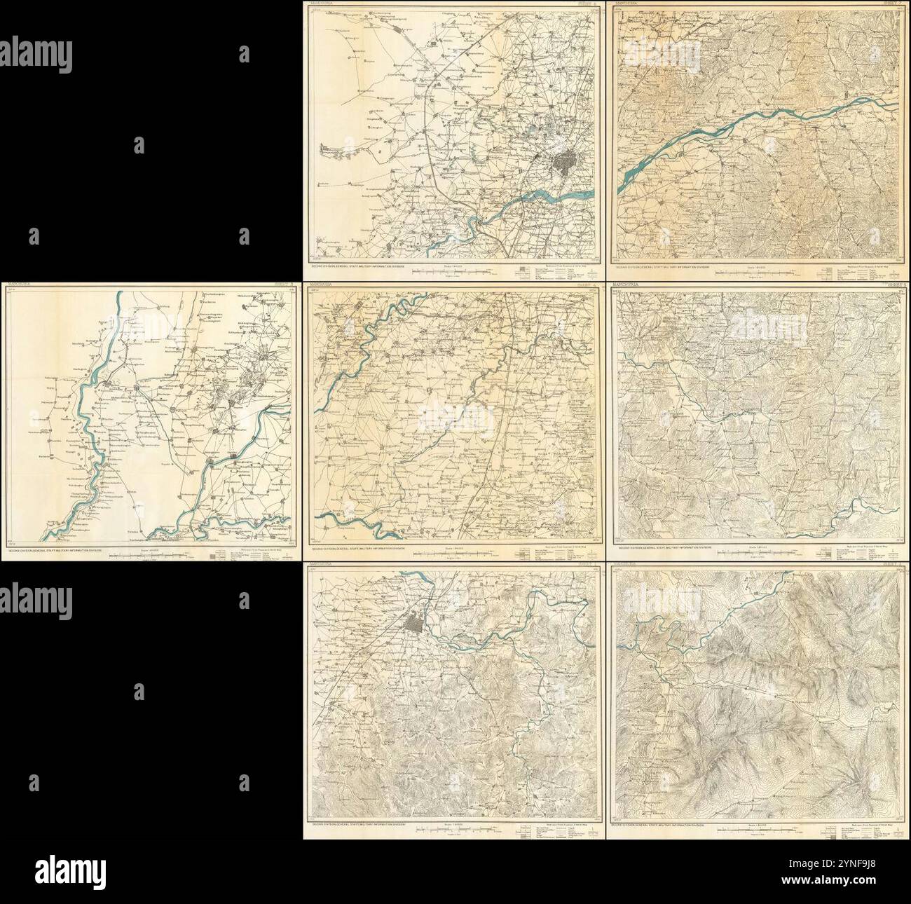 Ca. 1905 - 7 Sheet Military Map of Part of Southern Manchuria Stock ...