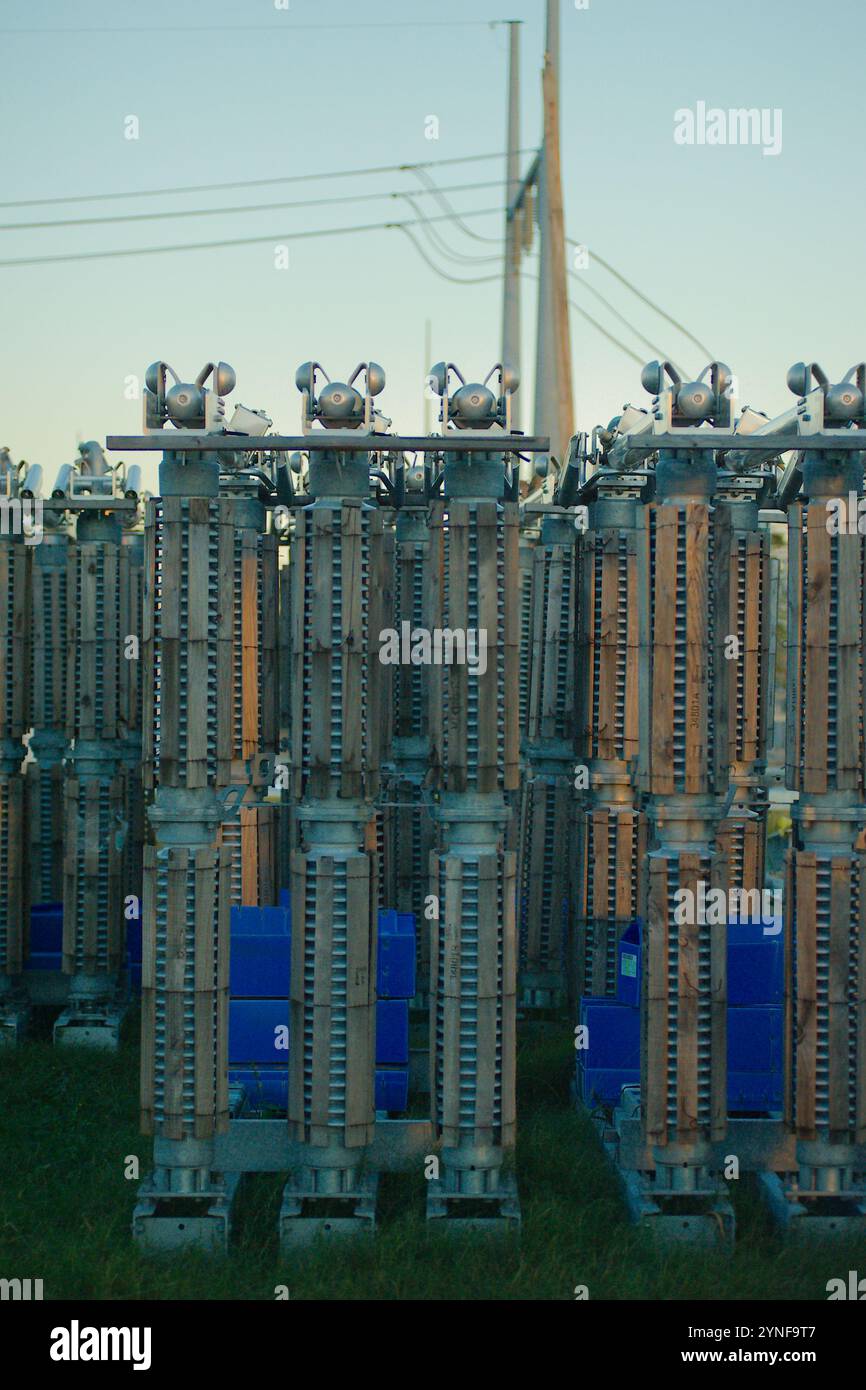 Close Up Large urban electric substation. Series capacitor banks Stock ...