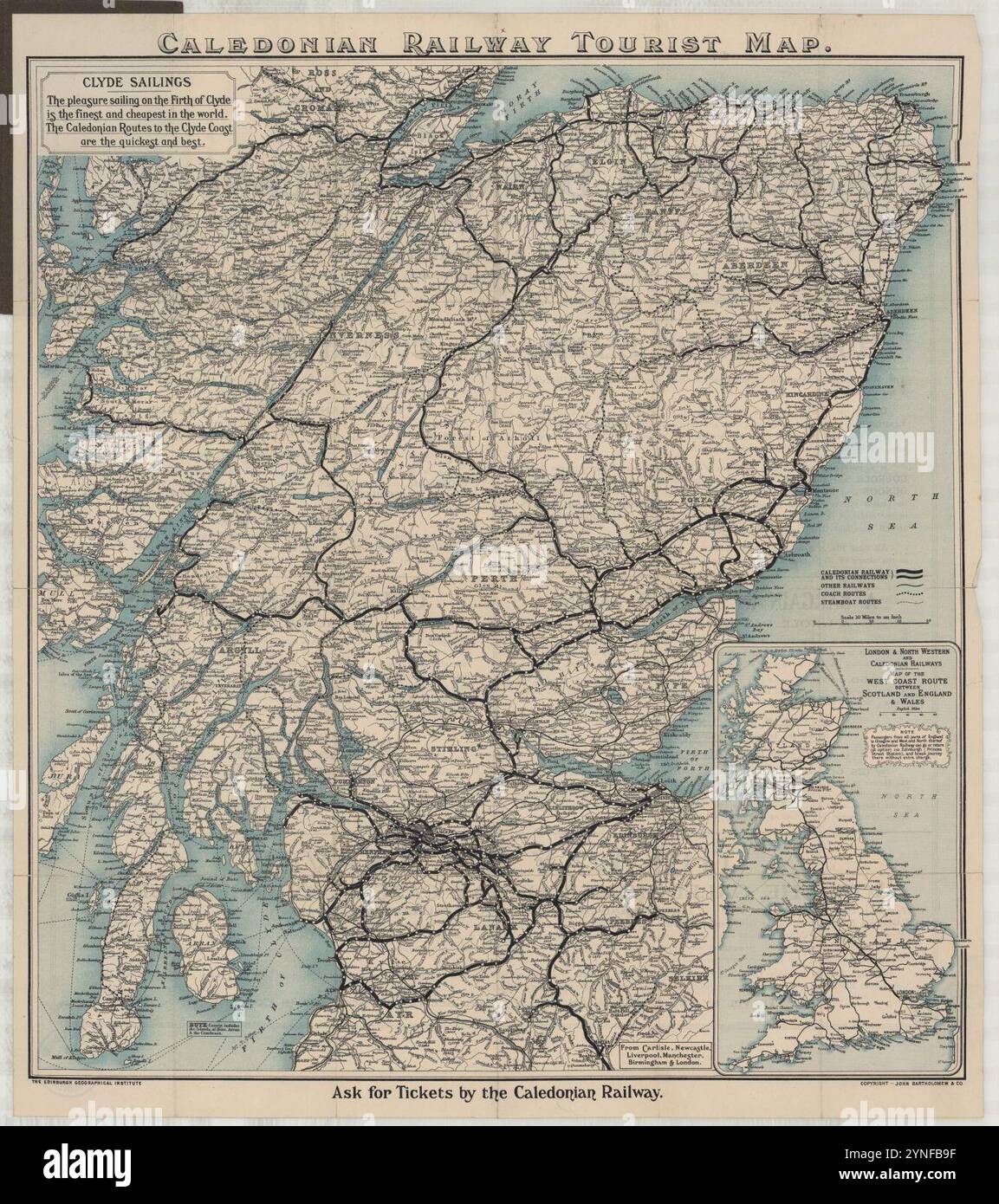 Caledonian Railway Tourist Map, Published 1900 Stock Photo - Alamy