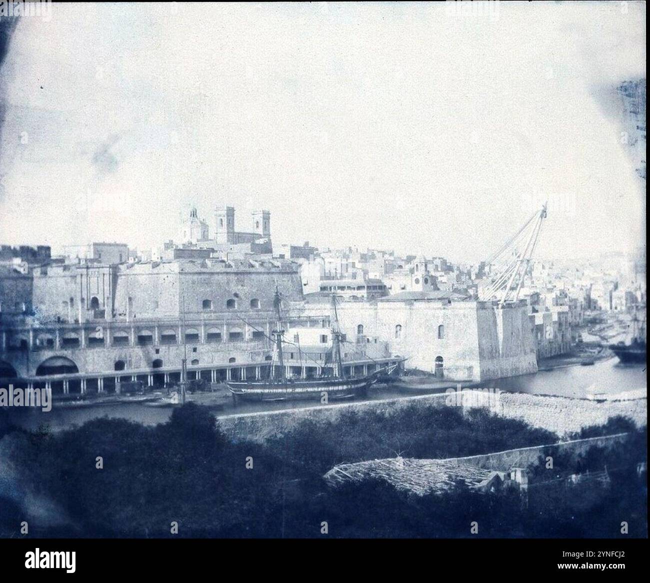 Calvert Jones, The Dockyard at Senglea, Malta 1846 Stock Photo - Alamy