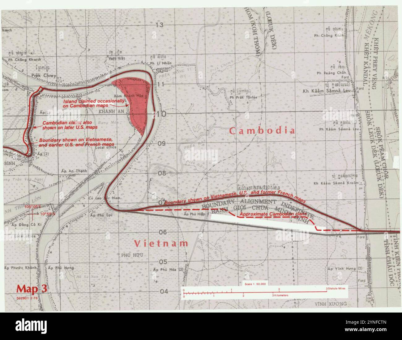 Cambodia-Vietnam Border Map 3 Stock Photo - Alamy