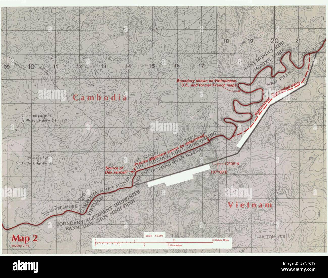 Cambodia-Vietnam Border Map 2 Stock Photo - Alamy