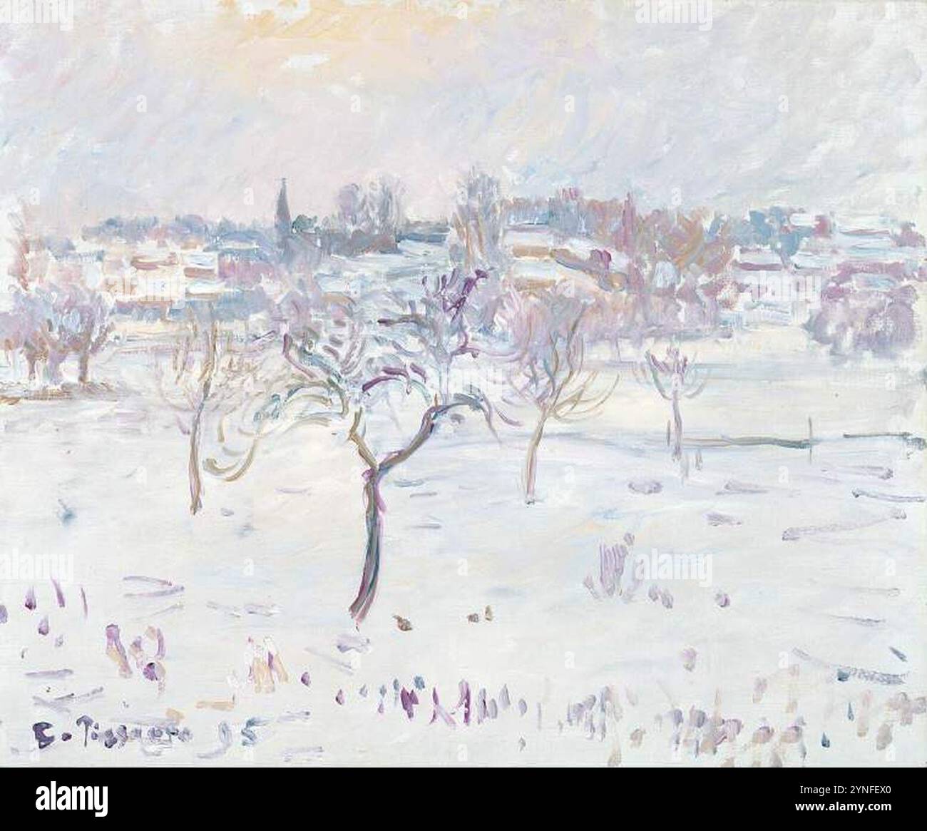 Camille Pissarro, Snowy landscape at Eragny with an apple tree, 1896 ...
