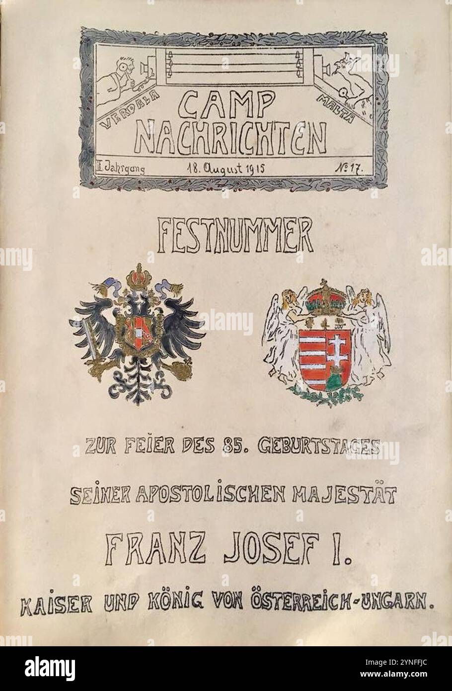 Camp Nachrichten, Fort Verdala (Austro-Hungarian POWs in Malta Stock ...