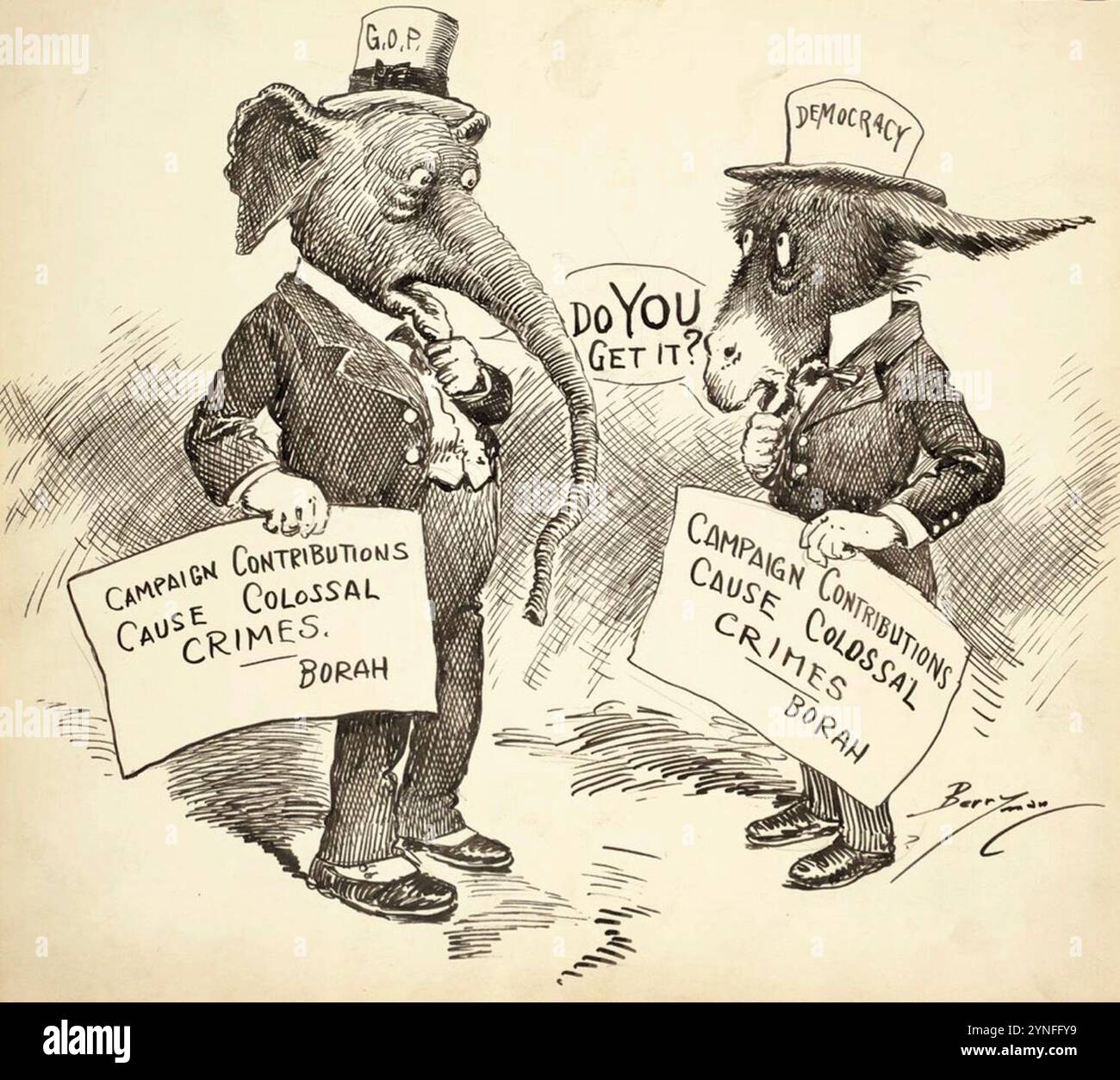 Campaign Contributions Cause Colossal Crimes -1924 cartoon Stock Photo ...