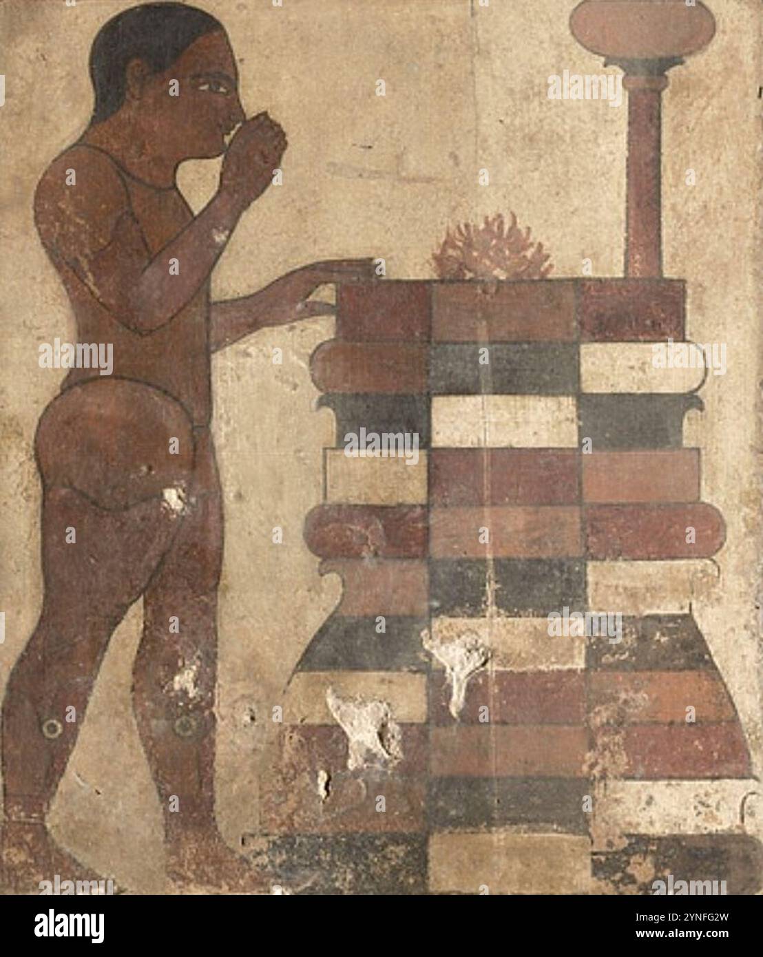 Campana slab - man before an altar - detail Stock Photo - Alamy